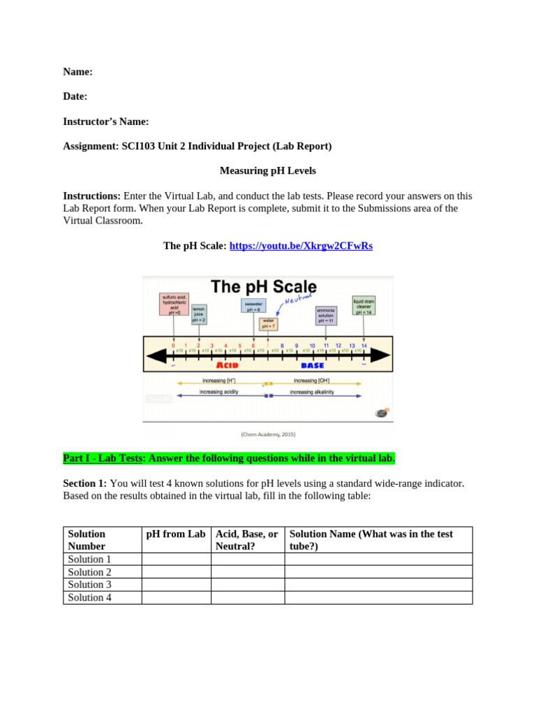 SCI103 Unit 2 Lab Report | PDF | Ph
