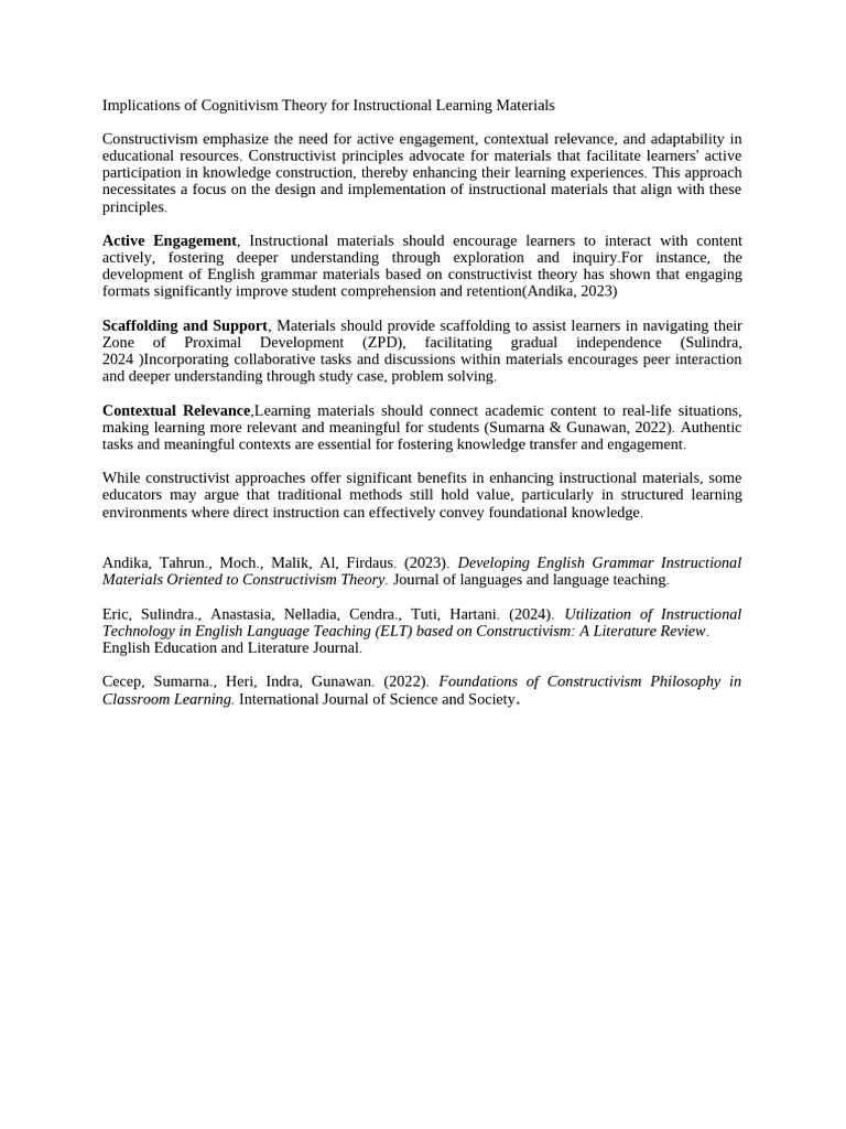 Constructivism Implication | PDF