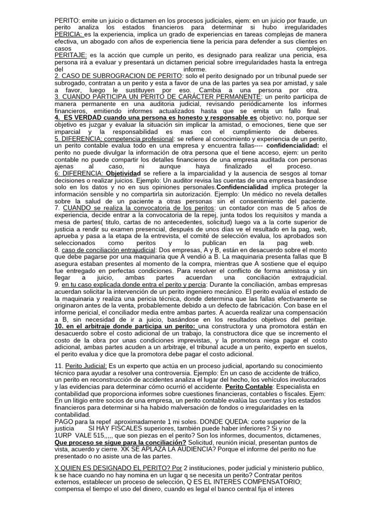 Funciones y Tipos de Peritos en Juicios | PDF | Testigo experto ...
