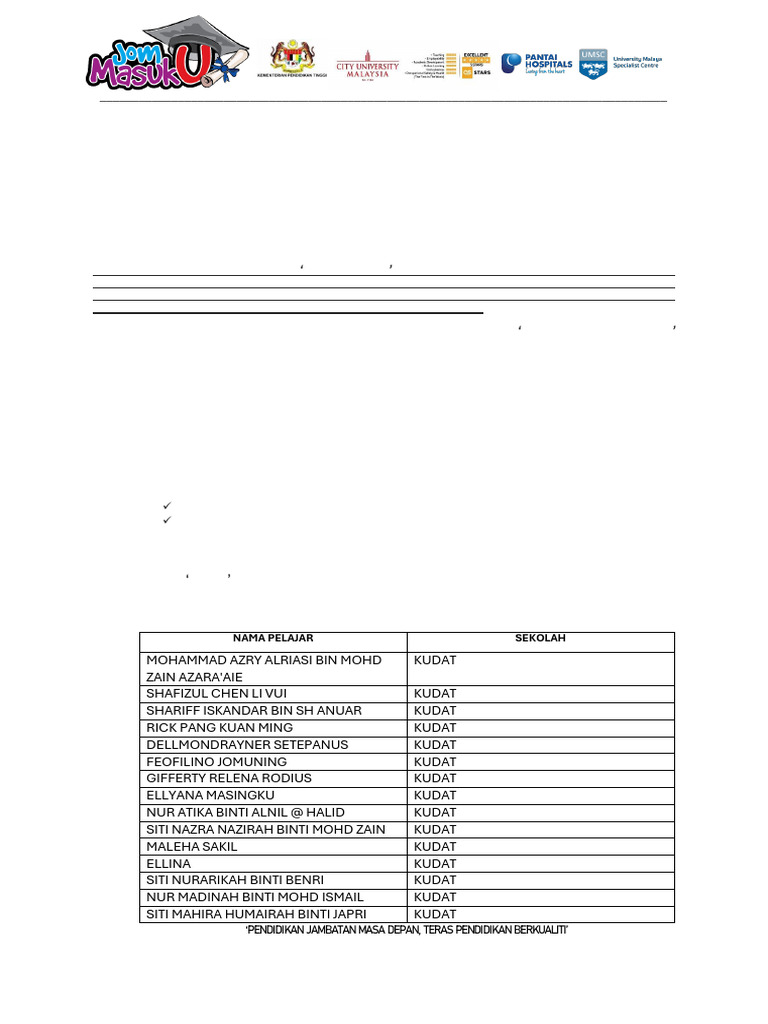 Surat Panggilan Temuduga Jom Masuk Universiti 2024 24 | PDF