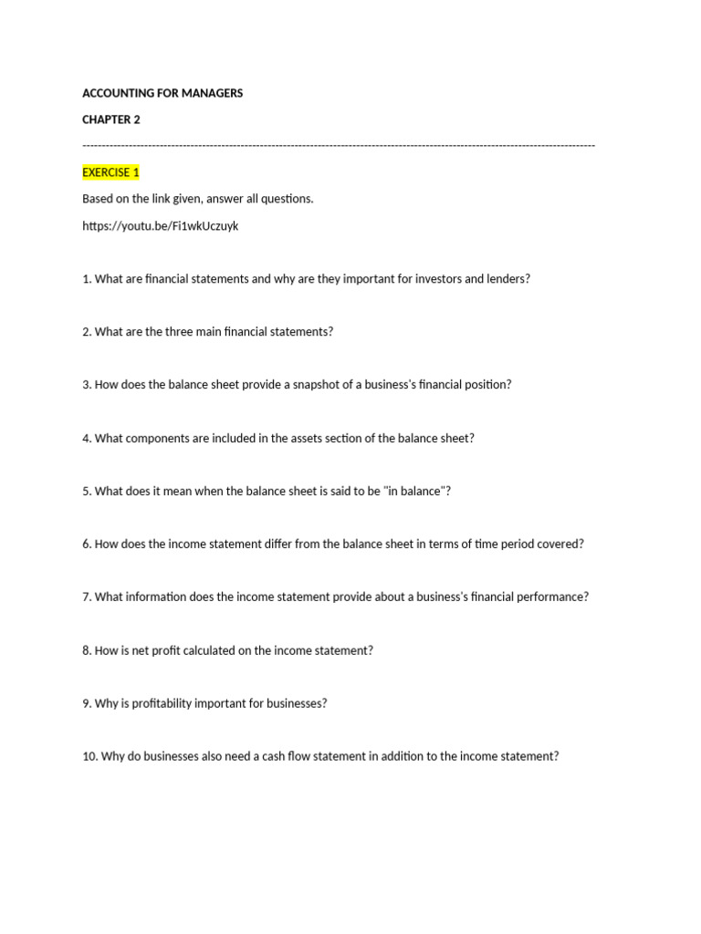 CHAPTER 2 Tutorial Question | PDF