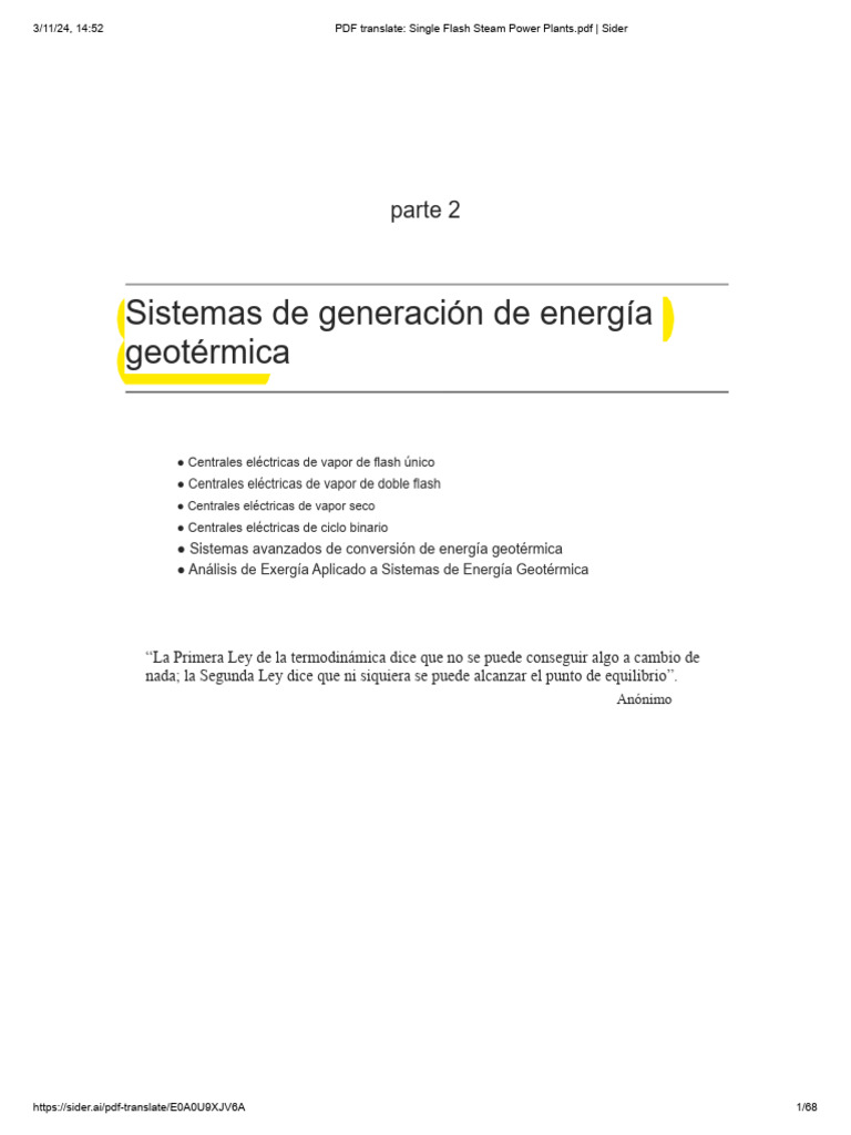 PDF Translate - Single Flash Steam Power Plants - PDF - Sider | PDF ...