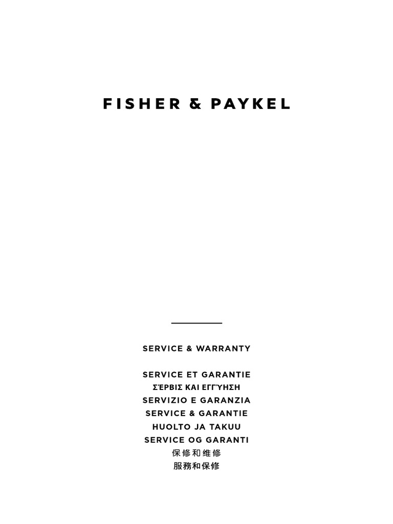 Fisher & Paykel Service Warranty Guide | PDF | Home Appliance