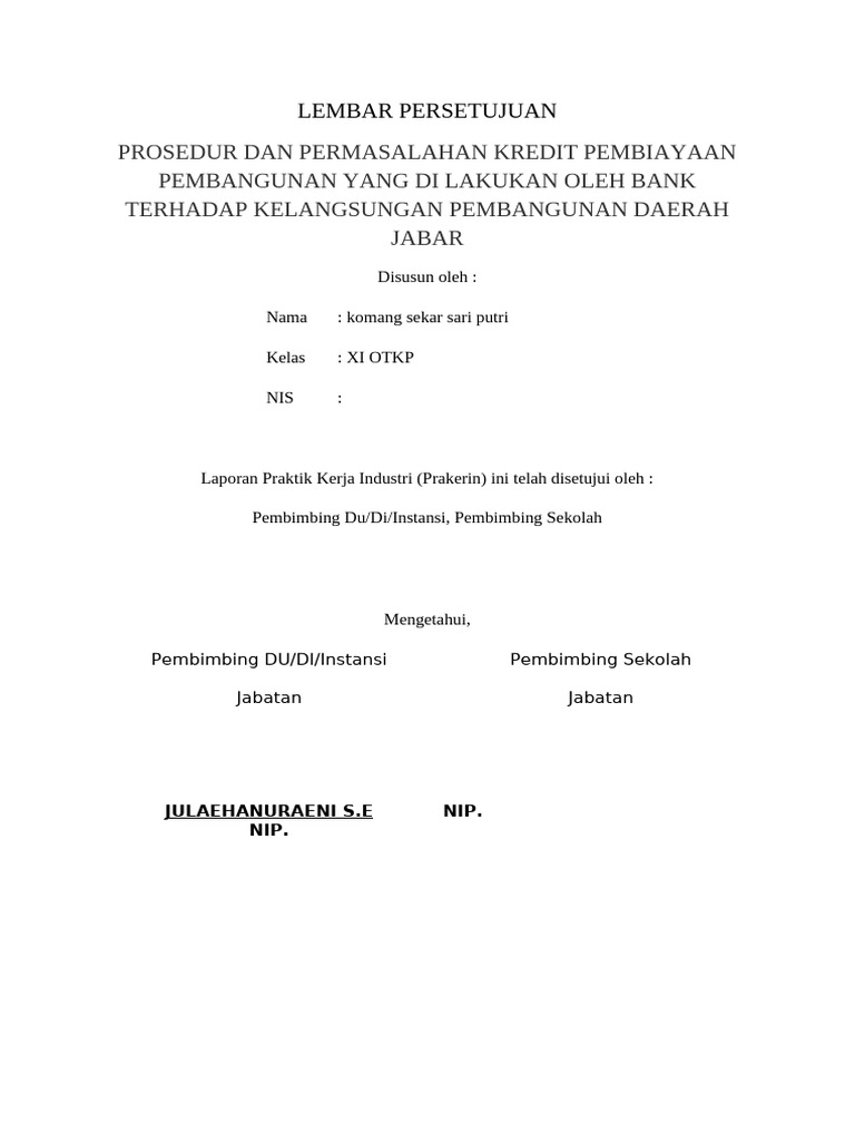 Lembar Persetujuan | PDF | Bisnis
