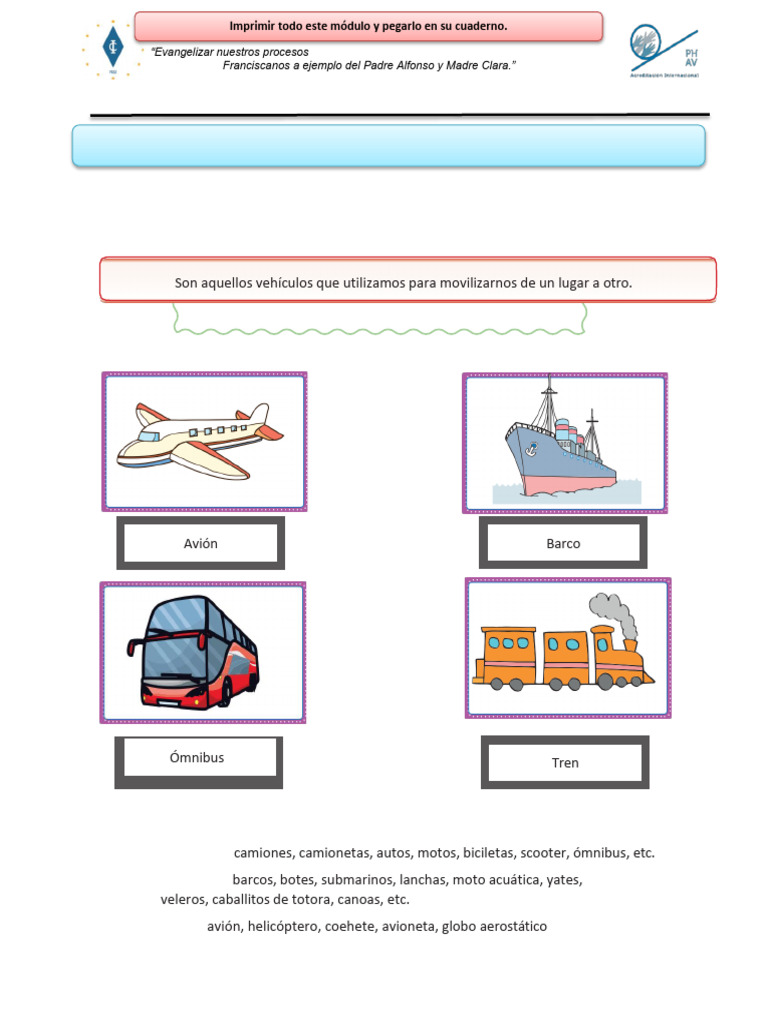 Leccion Medios de Transporte 2 Vii Unidad 2024 - 360 - 0 | PDF | Transporte