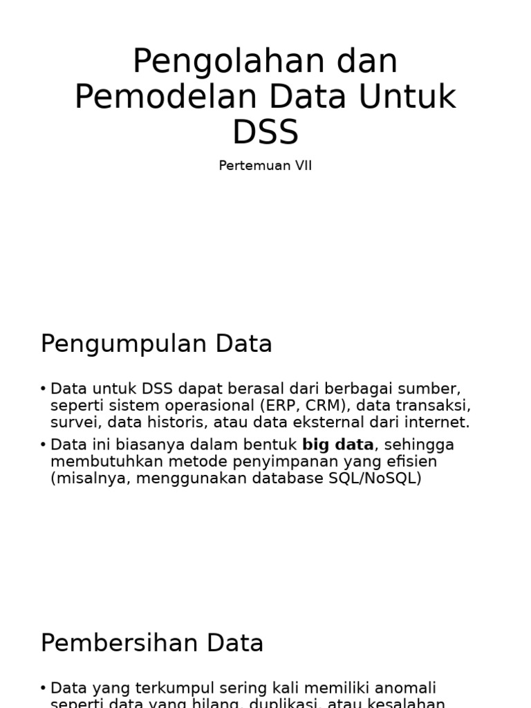 Pengolahan Dan Pemodelan Data Untuk DSS | PDF
