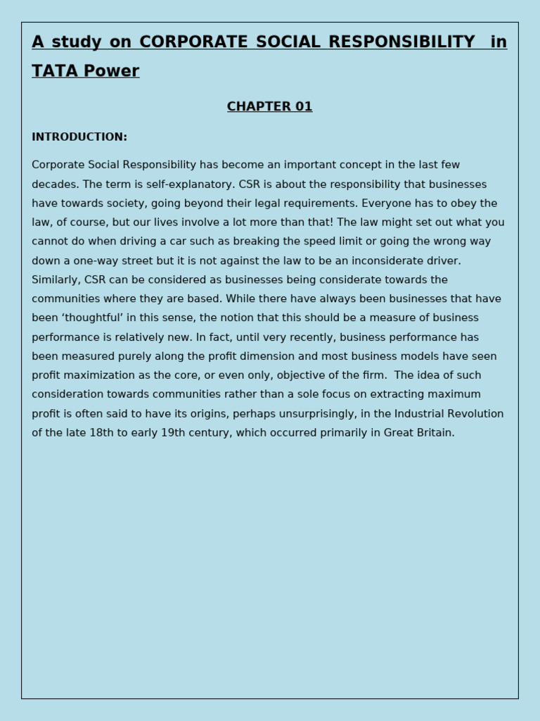 Tata Power's CSR Initiatives Overview | PDF | Corporate Social ...