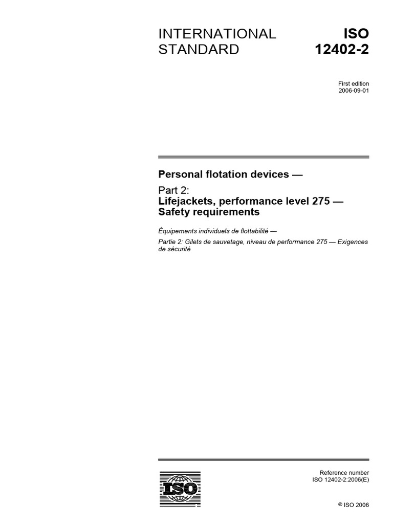 ISO 12402-2 - 2006 Personal Flotation Devices - Part 2 - Lifejackets, Performance Level 275 ...