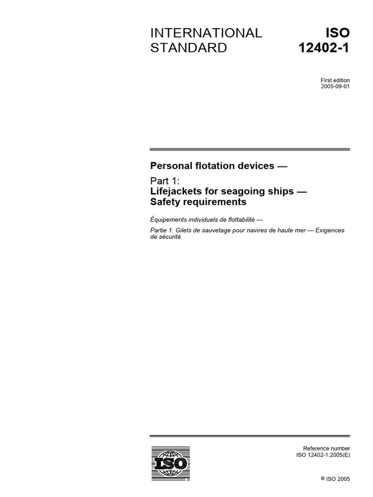 ISO 12402-1 - 2005 Personal Flotation Devices - Part 1 - Lifejackets ...