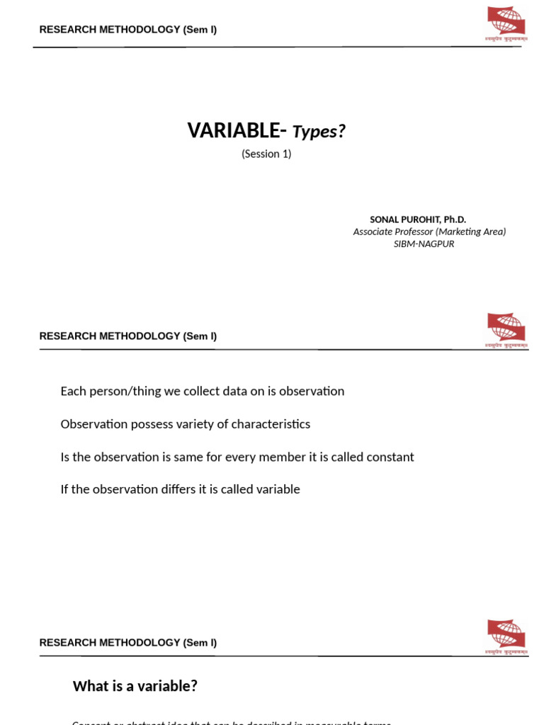 Types of variables | PDF | Dependent And Independent Variables | Categorical Variable