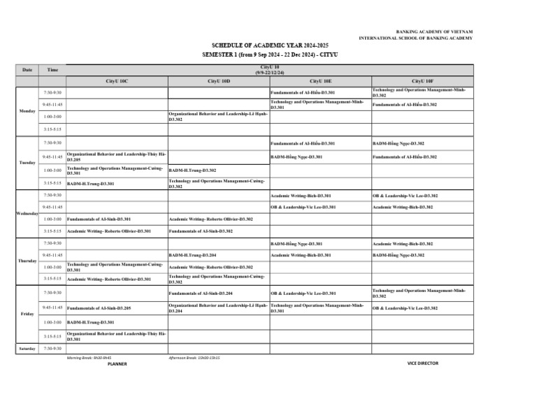 CityU Academic Schedule 2024-25 | PDF