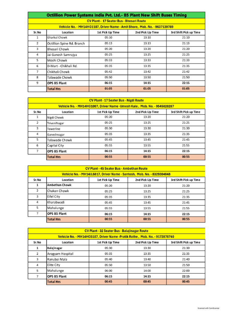 Buses Timing Schedule | PDF