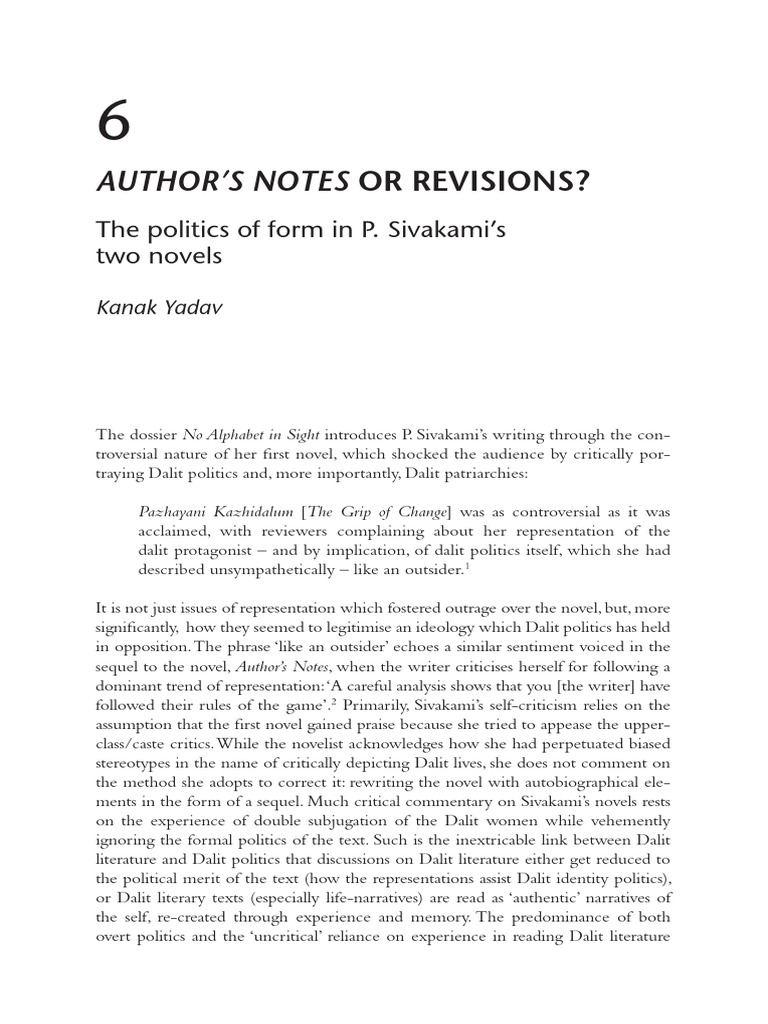 05 Kanak Yadav - Author's Notes or Revisions - The Politics of Form in ...