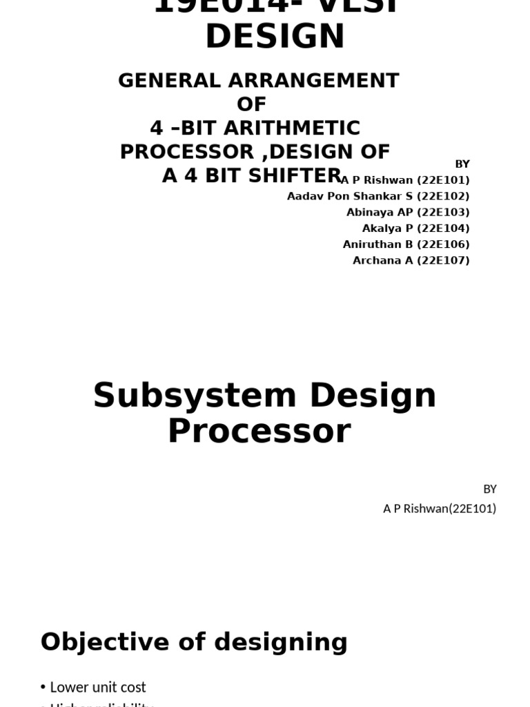4 - Bit Arithmetic Processor, Design of A 4 Bit Shifter | PDF | Central ...