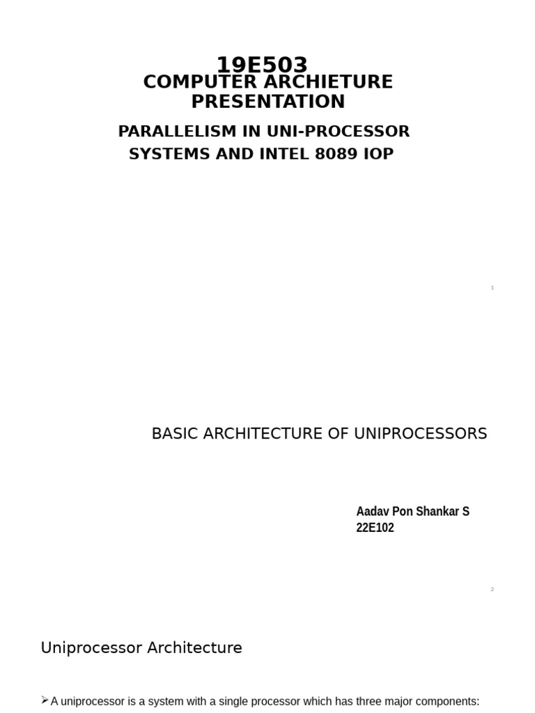 Parallelism in Uni-Processor Systems and Intel 8089 Iop | PDF | Central ...