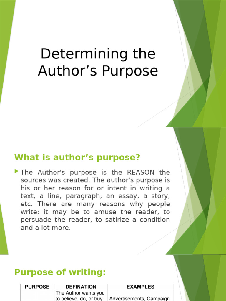 Determining The Author's Purpose - Samantha | PDF | Reason | Cartoon