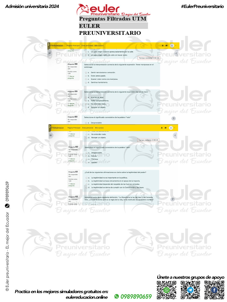 Preguntas Filtradas Utm 2024 1S Universidad Tecnica de Manabi | PDF