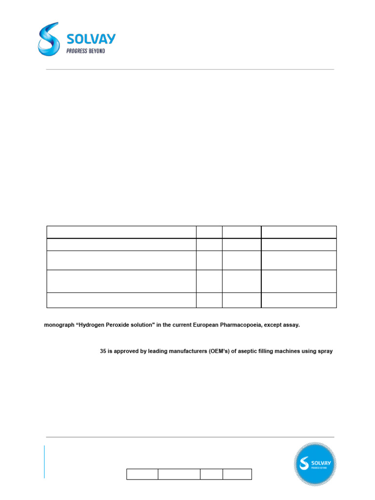 INTEROX AG Spray 35 Hydrogen Peroxide Aseptic Grade EMEA | PDF ...