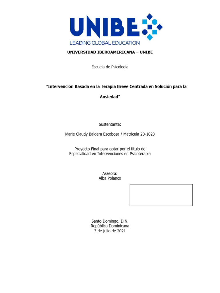 Intevencion Basada en TBCS para Ansiedad | PDF | Ansiedad | Depresión (estado de ánimo)