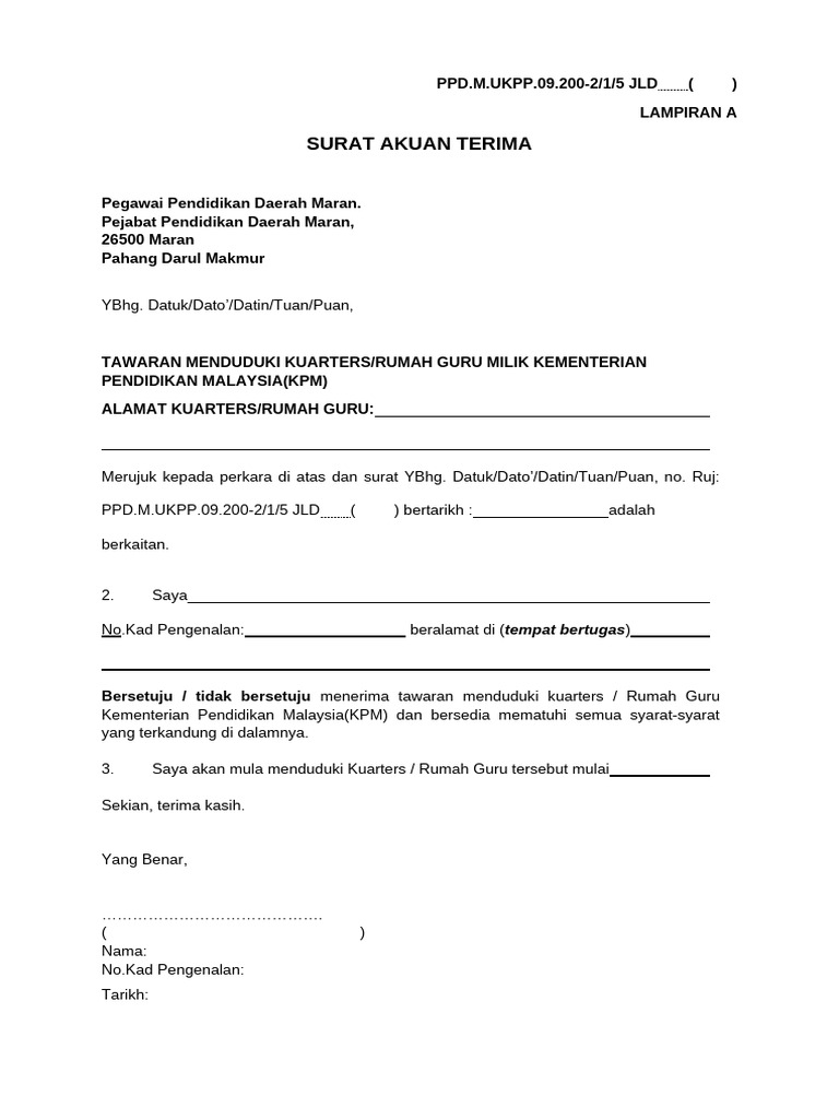 Lamp A Surat Akuan Terima 2021 | PDF