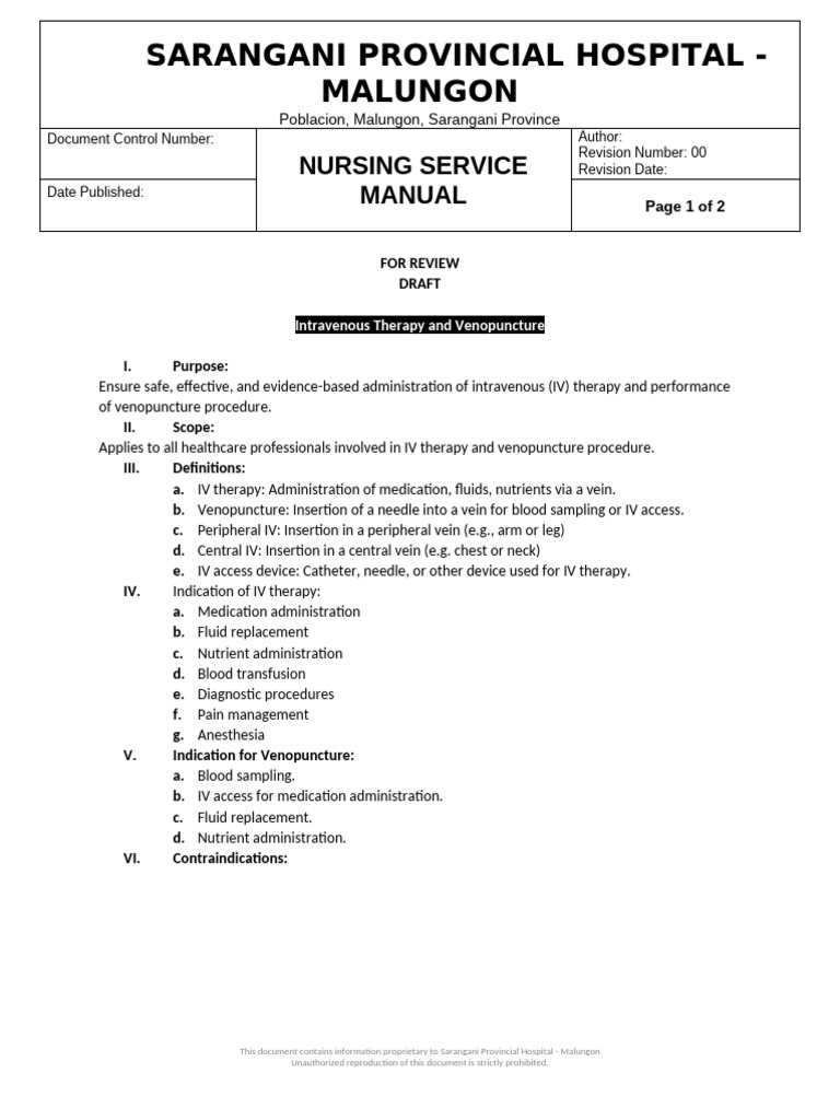 IV Insertion Policy | PDF | Intravenous Therapy | Health Sciences