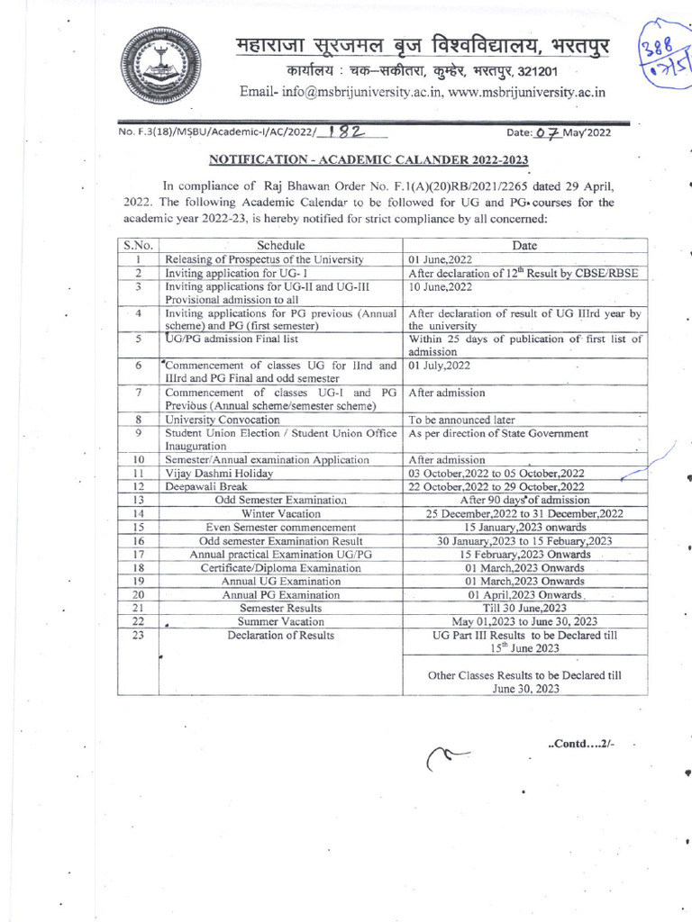 Academic Calendar 2022-23 | PDF