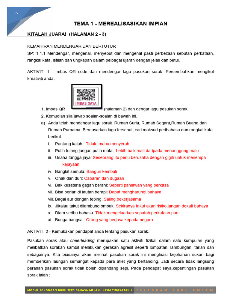 Tema 1 Buku Teks BM Ting 4 | PDF | Kajian Bahasa Asing