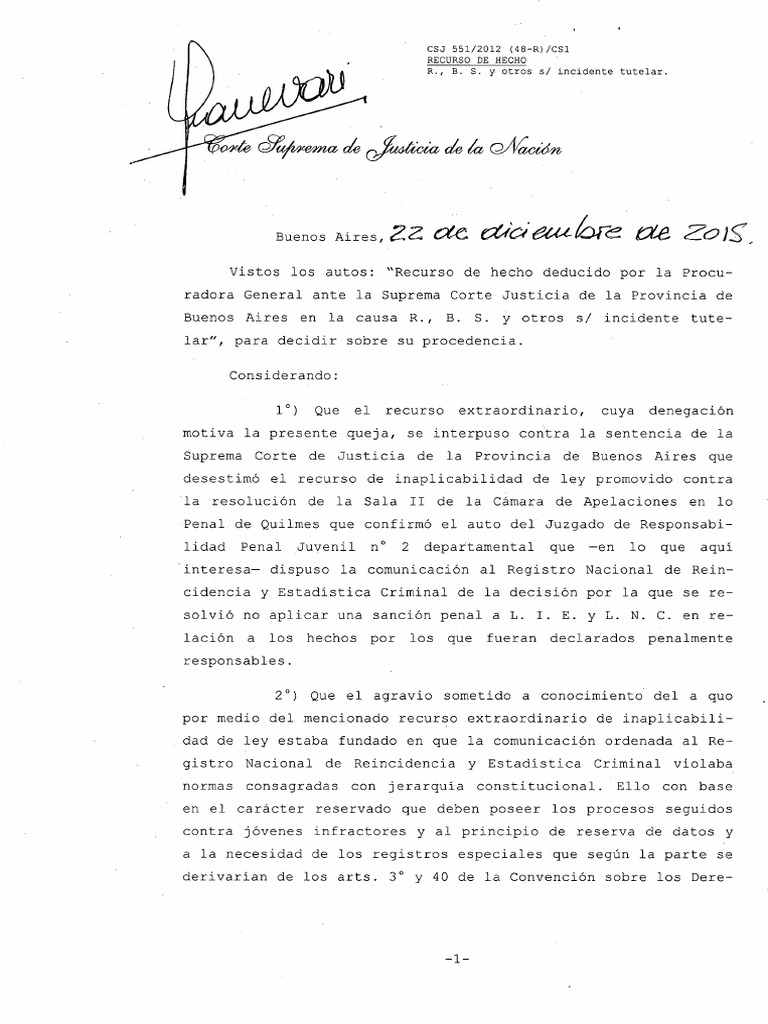 Fallo R. 551. Xlviii. Rhe | PDF | Caso de ley | Sentencia (ley)