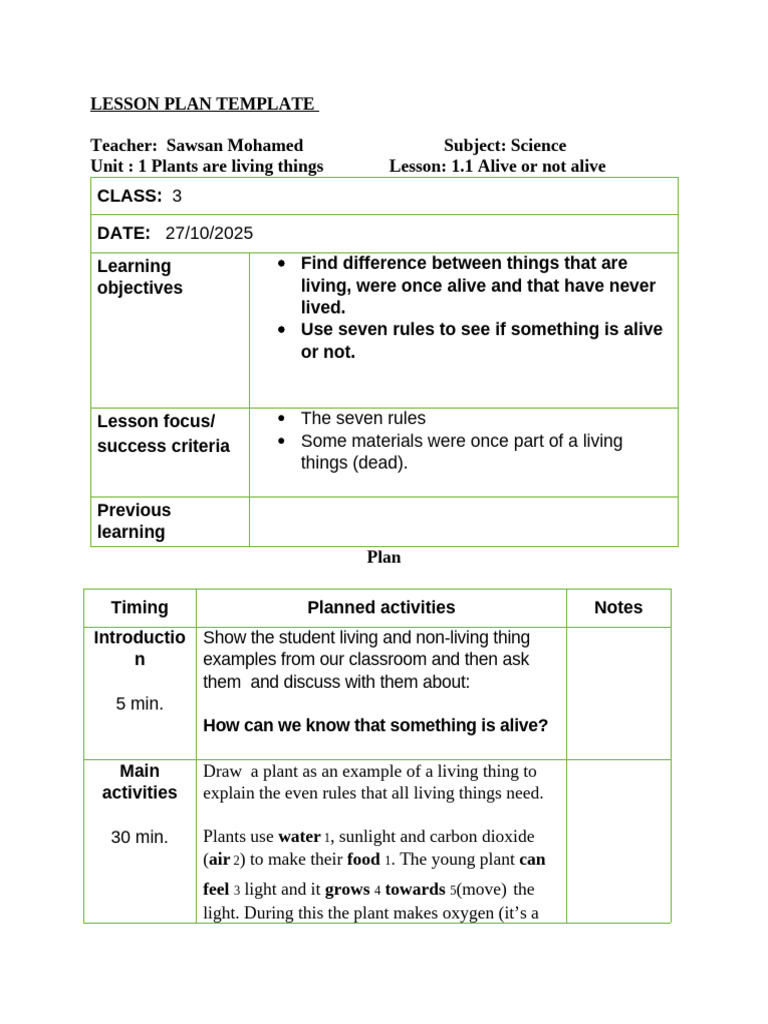 Criteria for Living vs. Non-Living | PDF | Plants | Behavior Modification