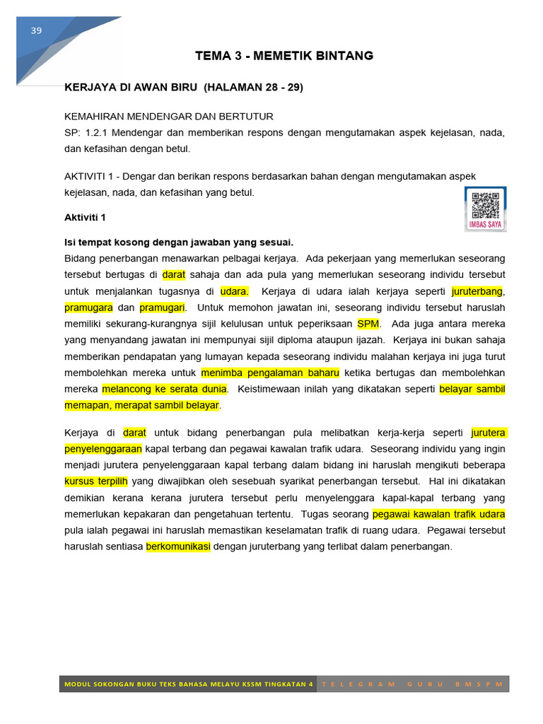 Tema 3-Buku Teks BM Ting 4 | PDF