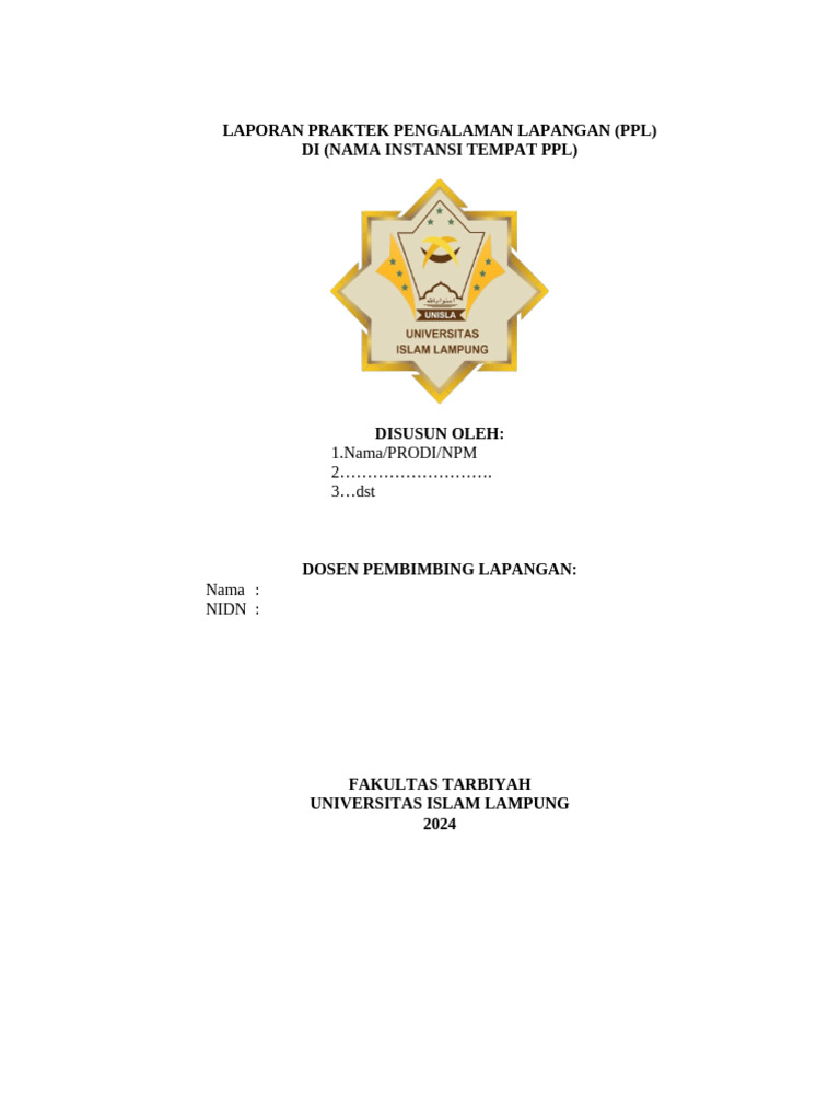 TARBIYAH - Format Laporan PPL Kelompok | PDF