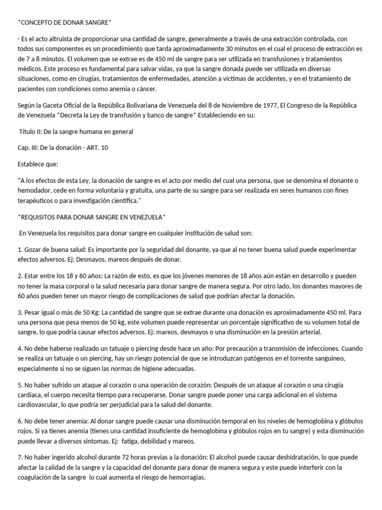 Requisitos y Proceso para Donar Sangre | PDF | Donación de sangre | Sangre