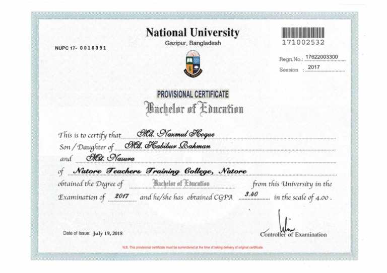 8 B.ed Certificate | PDF