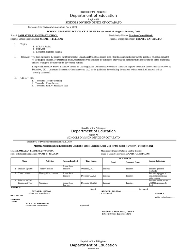 SLAC - Learning Action Cell 2021 | PDF | Teachers | Cognitive Science