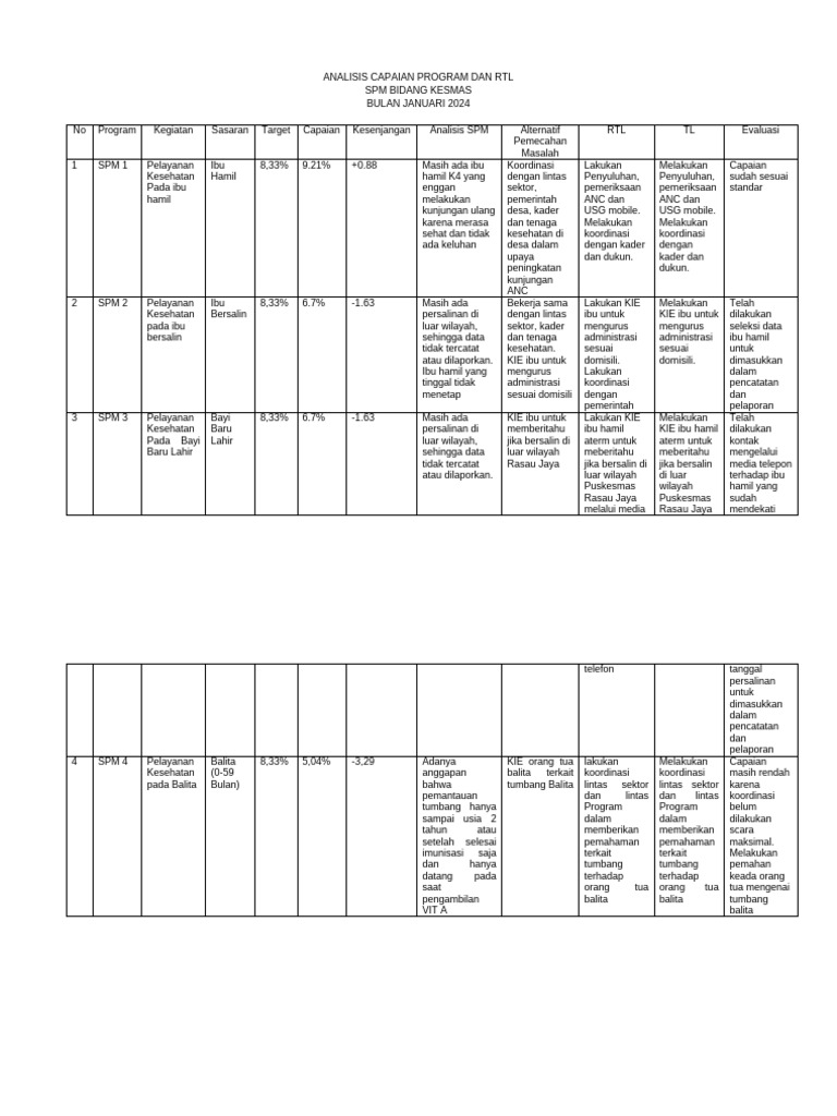 Analisis Capaian Program Dan RTL | PDF