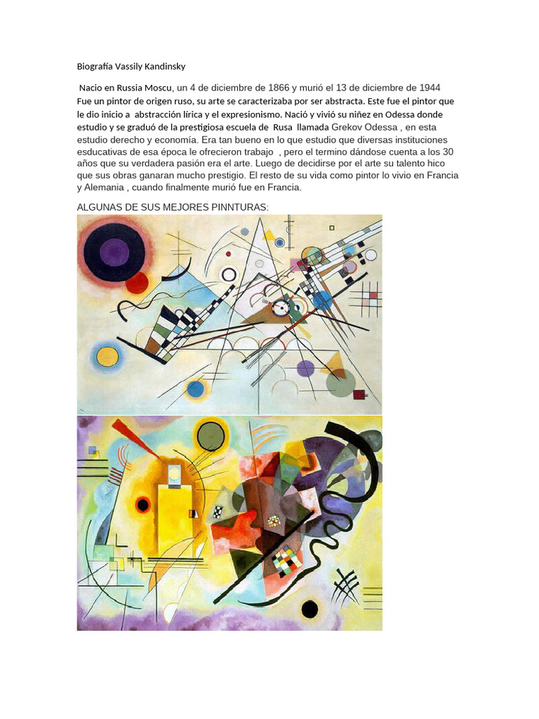 Biografía de Vassily Kandinsky | PDF | Clásicos