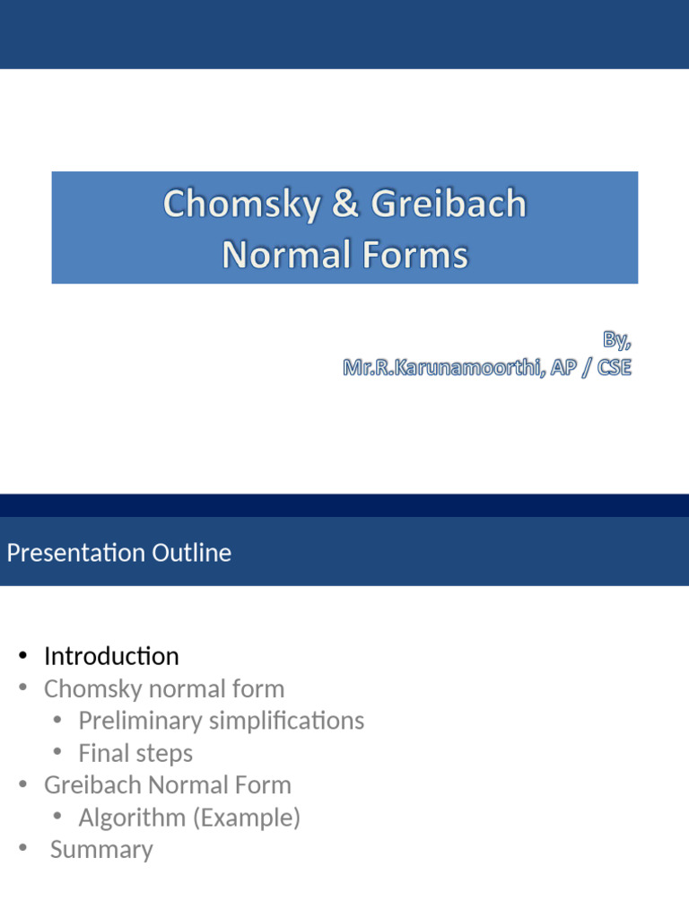 Normal Forms - CNF - GNF | PDF | Language Mechanics | Linguistics