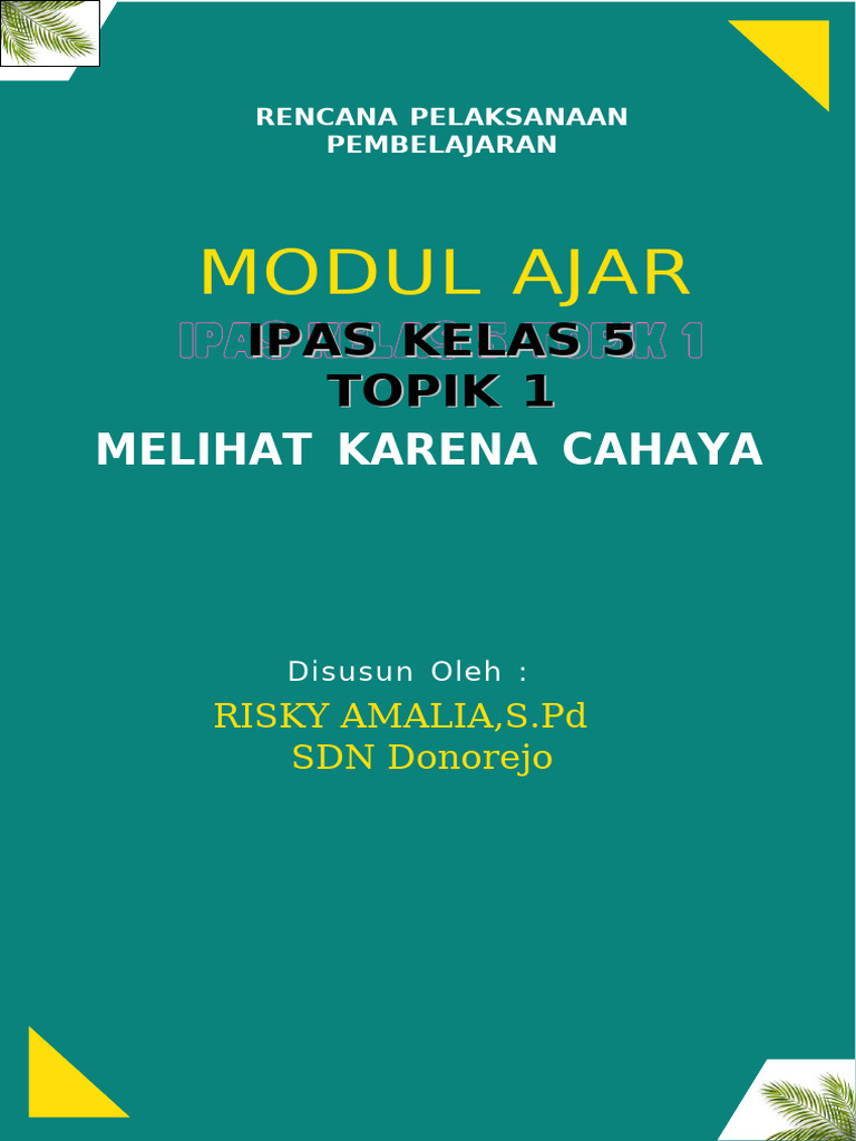 Modul Ajar Kelas 5 Mapel IPAS Sifat Cahaya | PDF