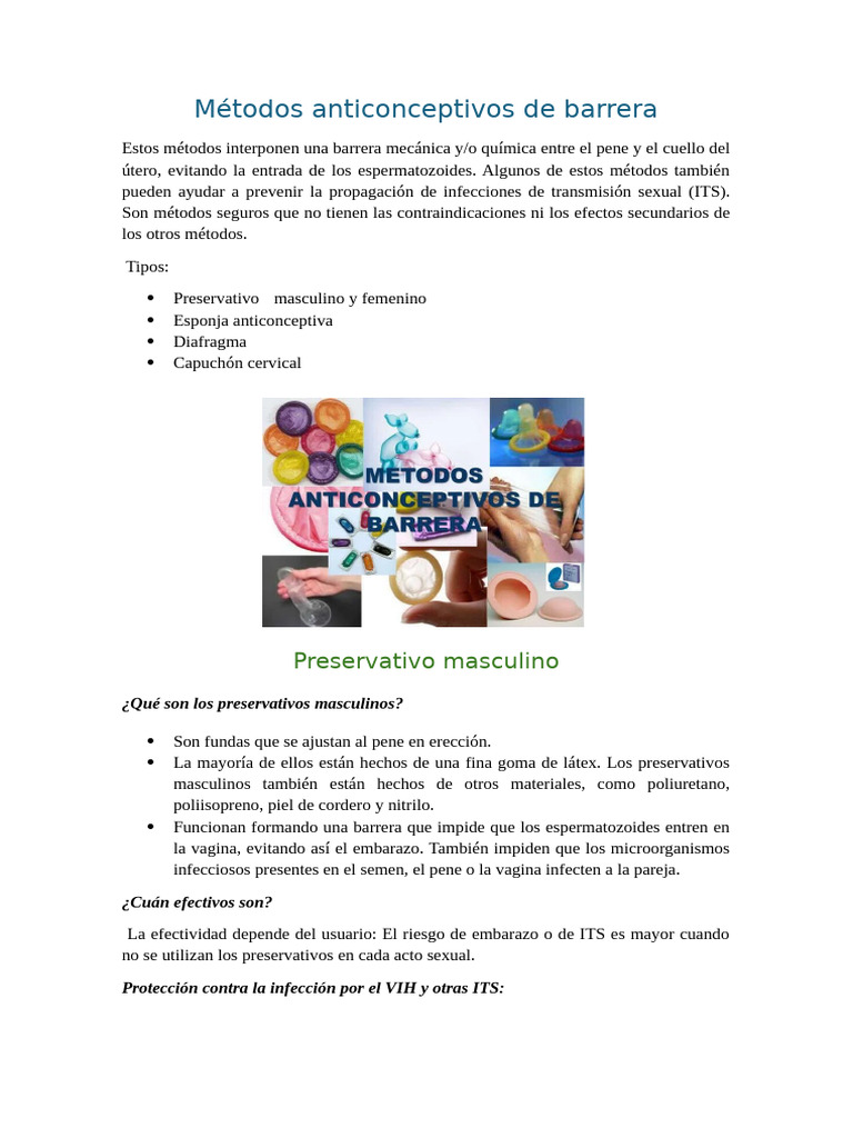 Método de Barrera | PDF | Condón | Control de la natalidad