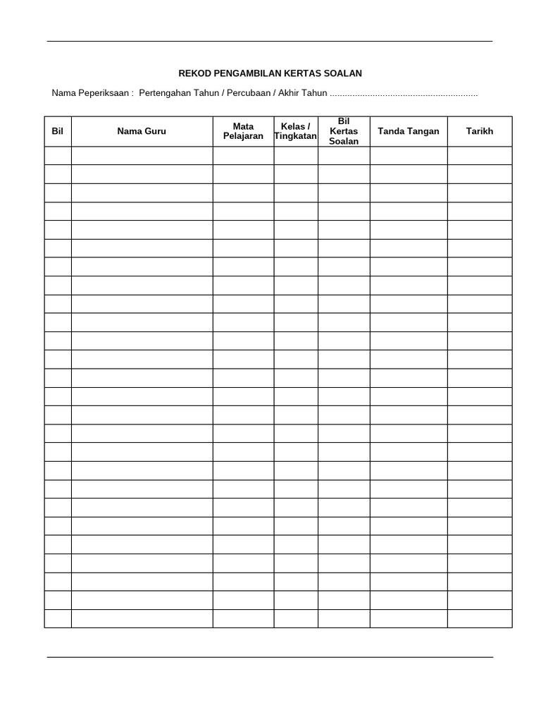 Rekod Pengambilan Kertas Soalan Oleh Pengawas Peperiksaan | PDF
