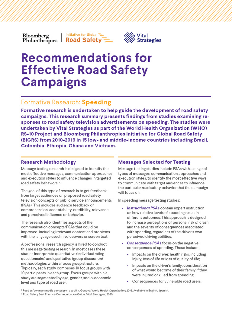 Effective Speeding Road Safety Campaigns | PDF | Road Traffic Safety ...