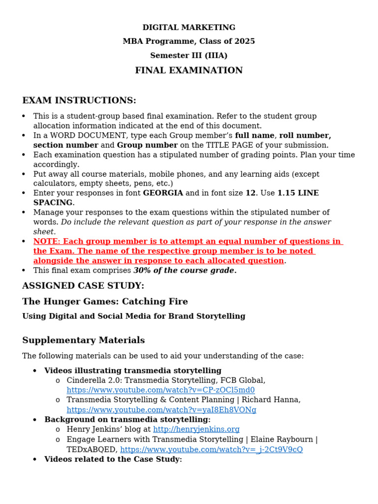 DIGITAL MARKETING Final Exam | PDF