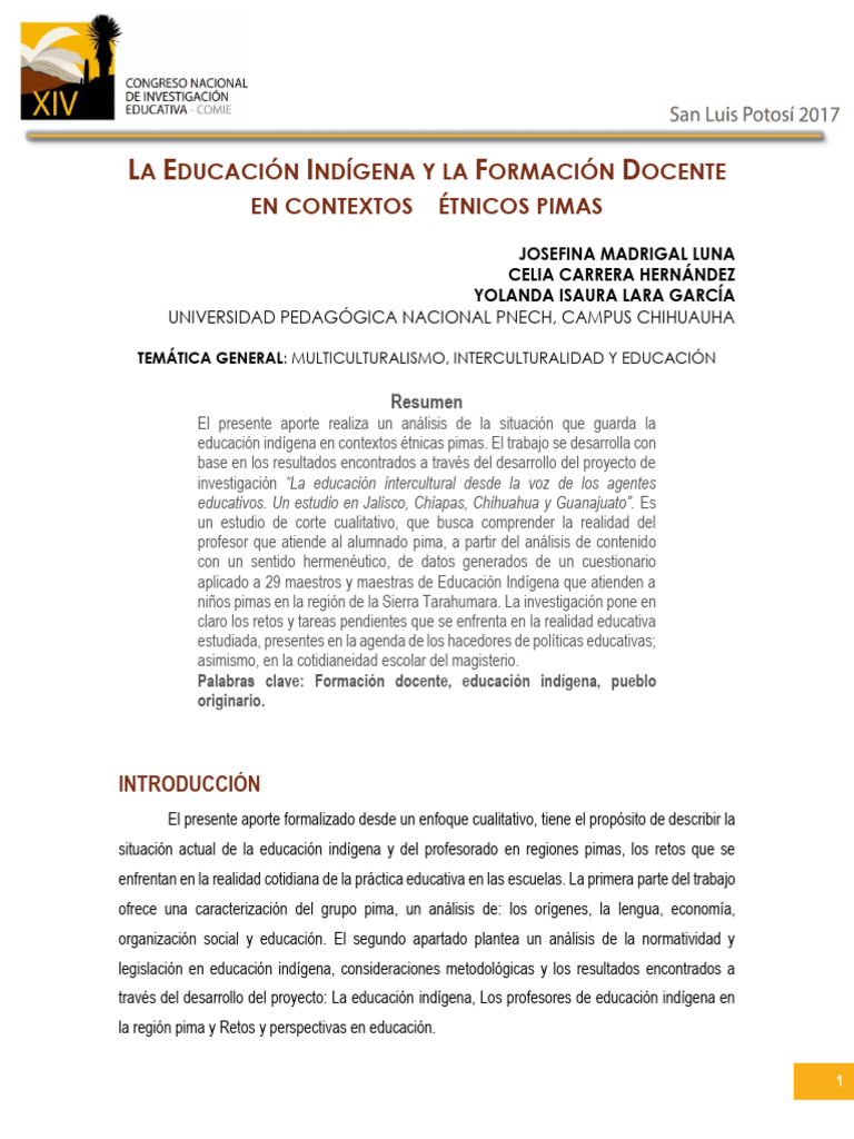 L E I F D: A Ducación Ndígena Y La Ormación Ocente en Contextos Étnicos Pimas | PDF | Sonora ...