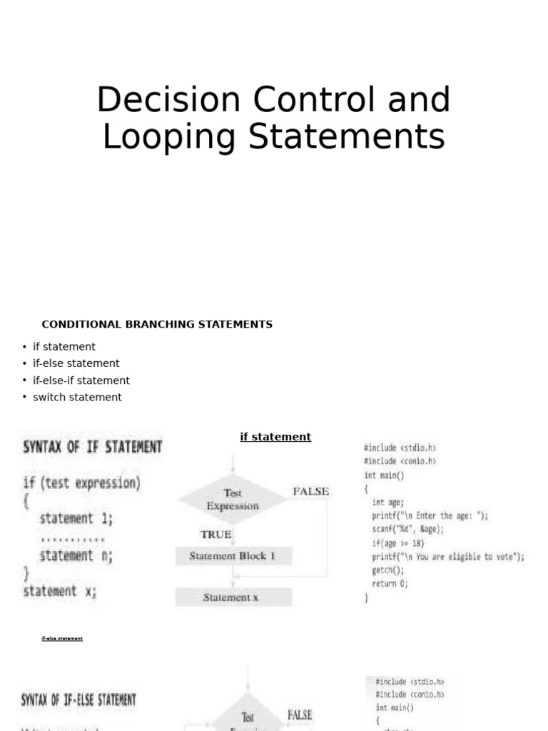 Decision Control and Looping Statements | PDF Decision Control and Looping Statements | PDF