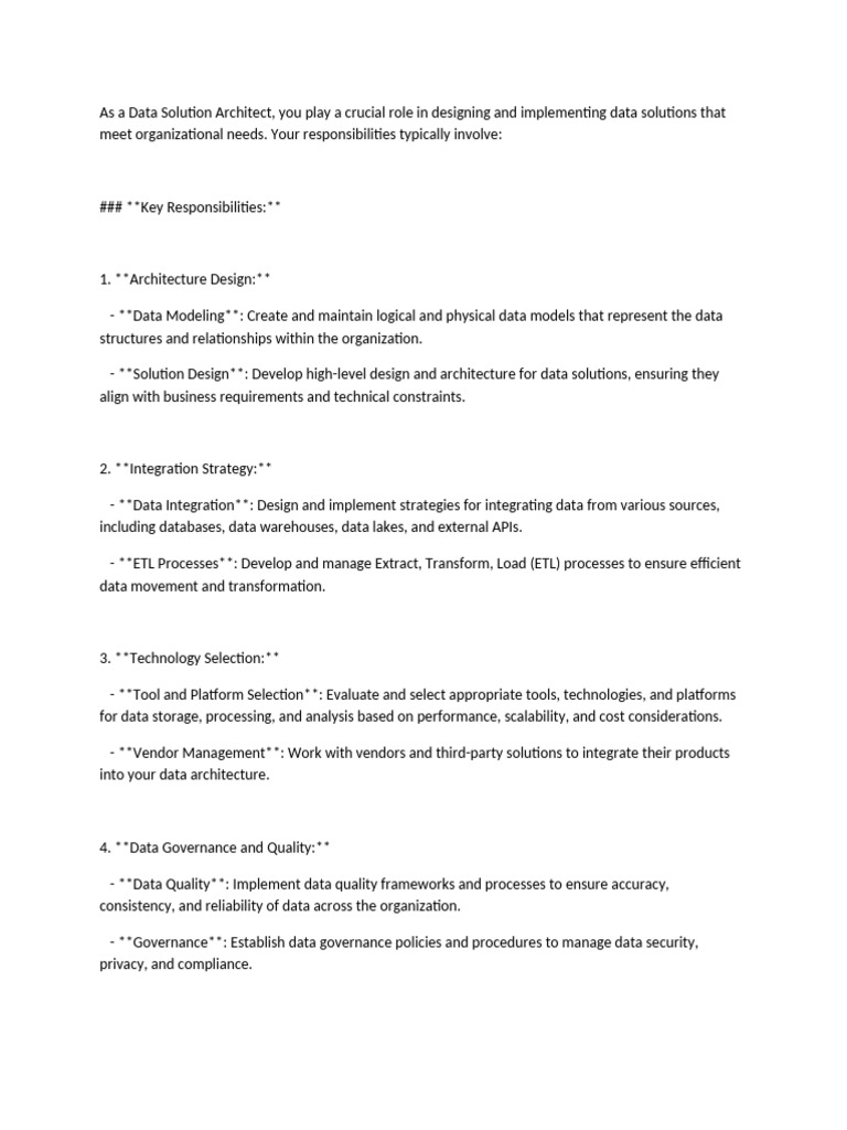 Data Solution Architect | PDF | Computing | Information Technology Management