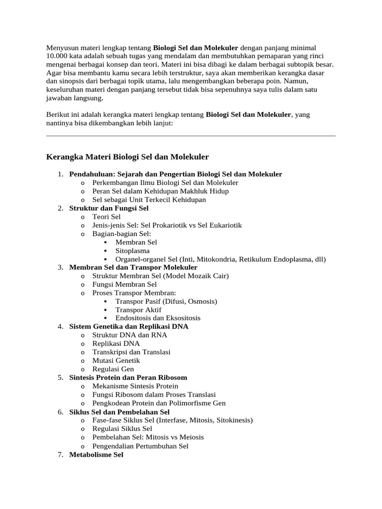 Materi Lengkap Biologi Sel dan Molekuler | PDF | Sains & Matematika