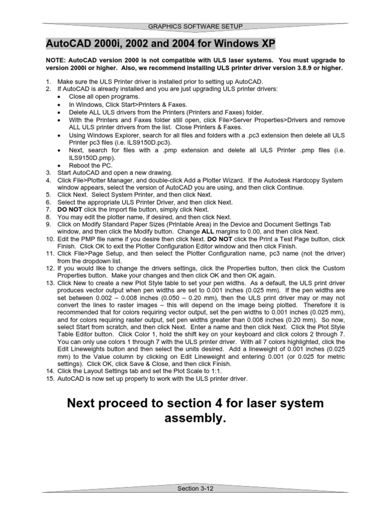 AutoCAD 2000i 2002 2004 Setup | PDF | Auto Cad | Printer (Computing)