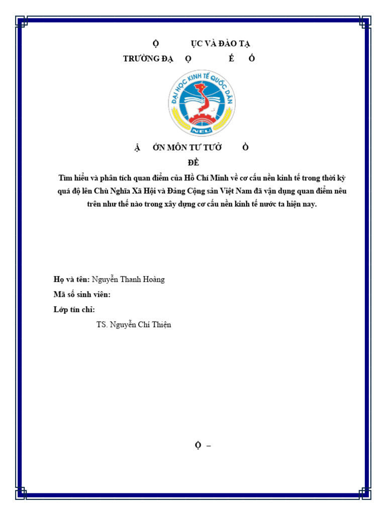 Nguyễn Thanh Hoàng - BTL Tư Tưởng Hồ Chí Minh | PDF