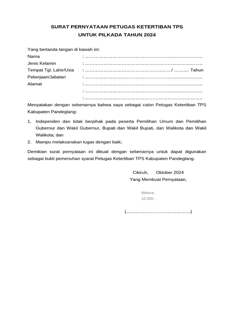 SURAT_PERNYATAAN_PETUGAS_KETERTIBAN_TPS[1] | PDF
