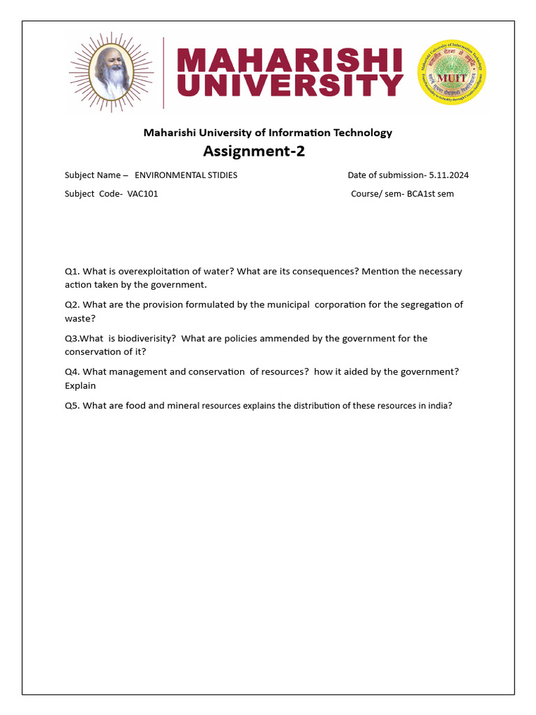 Evs Assignment 2 | PDF